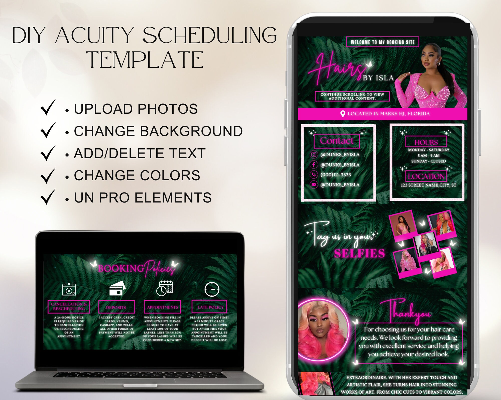 07 DIY Acuity Site Acuity Scheduling Template Hairstylist Canva ...