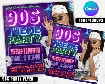 90s Throwback Party Flyer | Retro Hip-hop Event Invitation | Editable ...