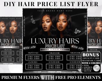 DIY Hair Bundles & Wigs Price List Template Hair Sale, Bundle Deals ...