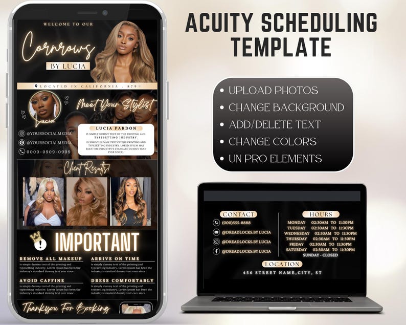 Hair Stylist Acuity Scheduling Template: Canva Website Design - Etsy