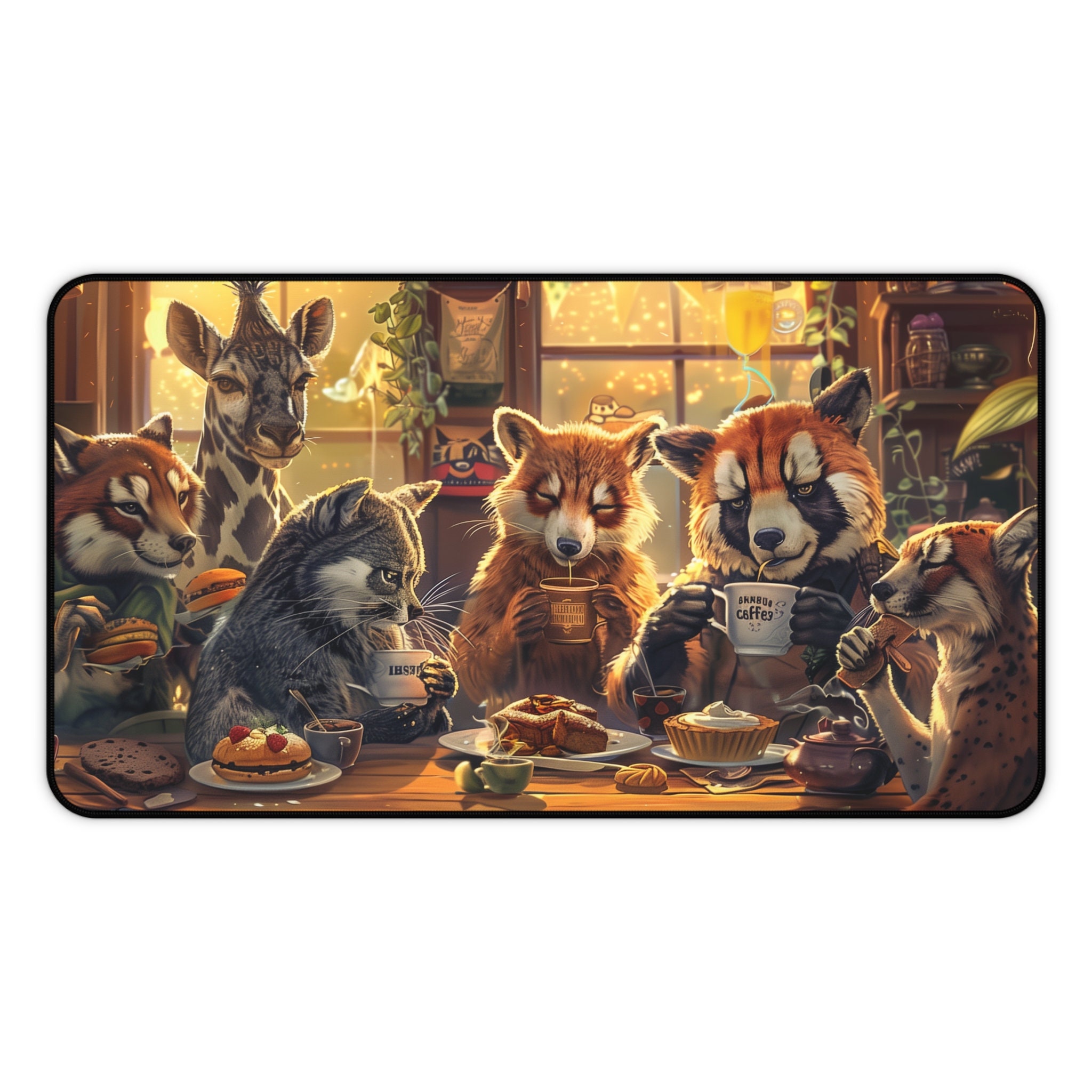 Lofi Lofi Animal Tea Party Desk Mat, Lofi Desk Mat, Gaming Mouse Pad ...
