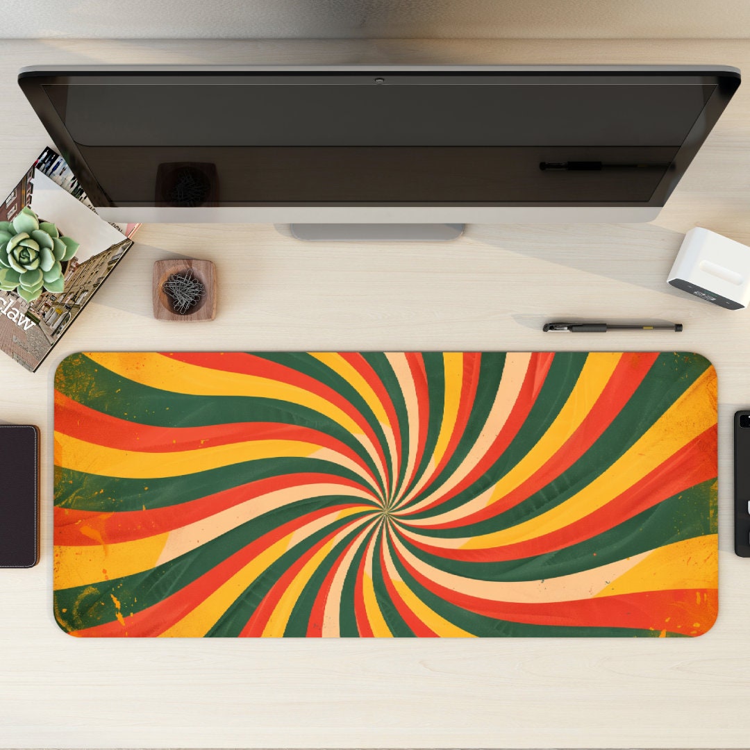 Psychedelic Spiral Desk Mat, Abstract Psychedelic Mouse Pad, Gaming ...