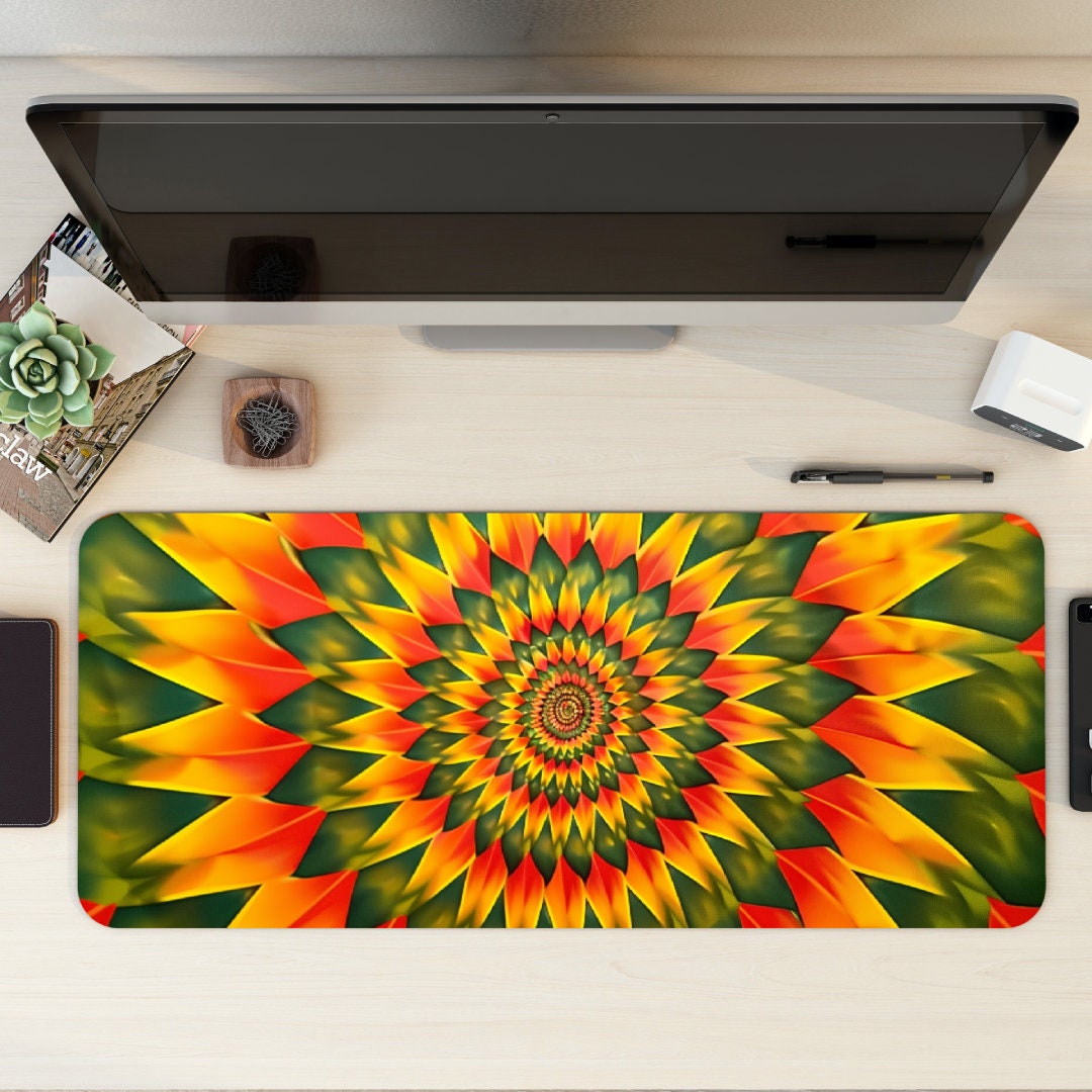 Psychedelic Spiral Desk Mat, Abstract Psychedelic Mouse Pad, Gaming ...