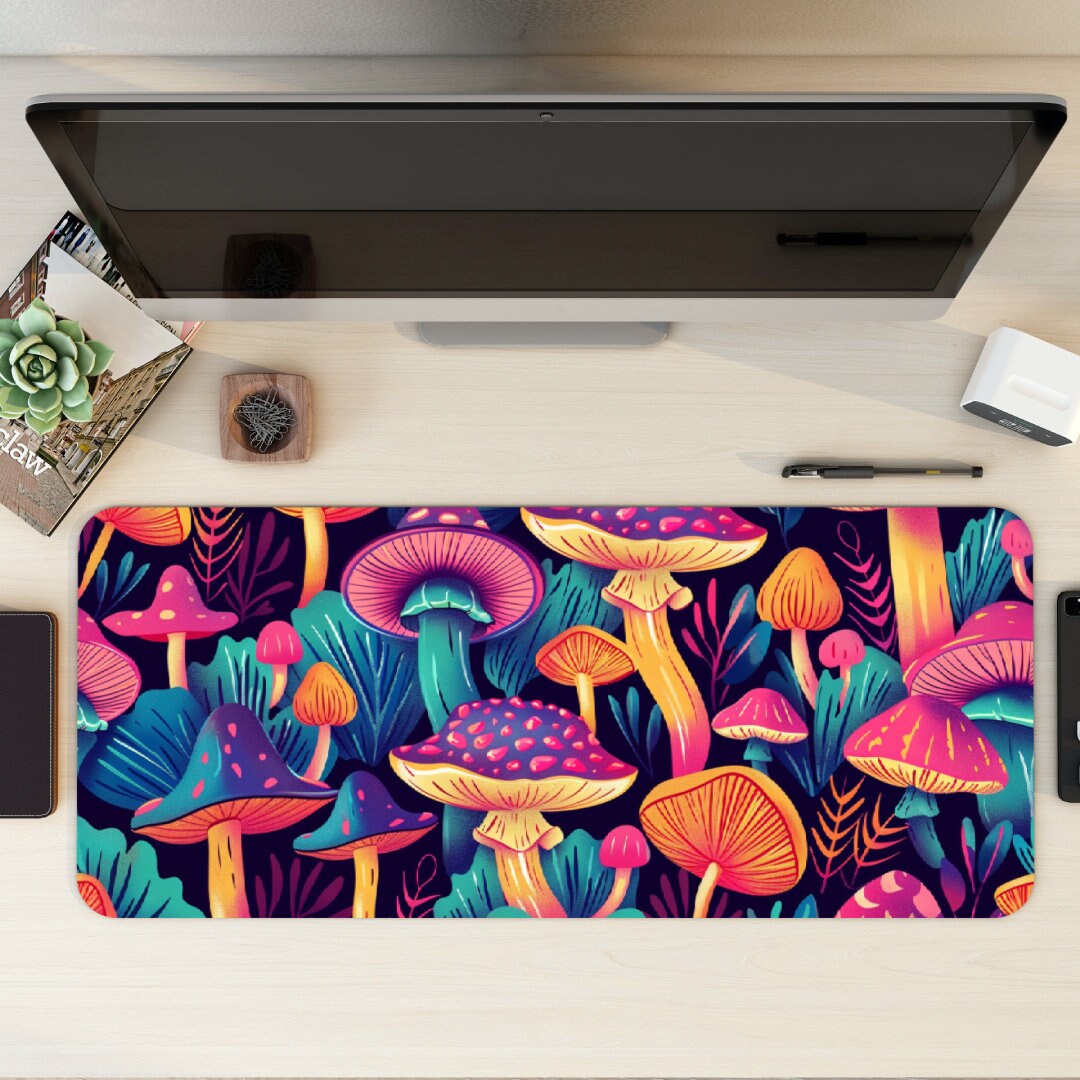 Psychedelic Mushroom Desk Mat, Abstract Psychedelic Mouse Pad, Gaming ...