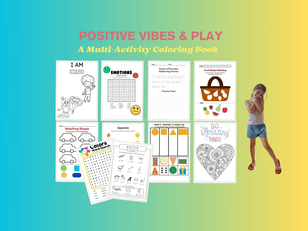 Positive Vibes & Play: A Multi-activity Coloring Book - Etsy