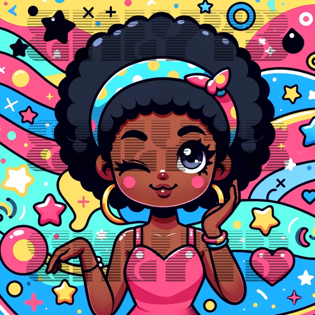 Afro Chibi Girl Clipart Bundle | Cute African American Kawaii ...