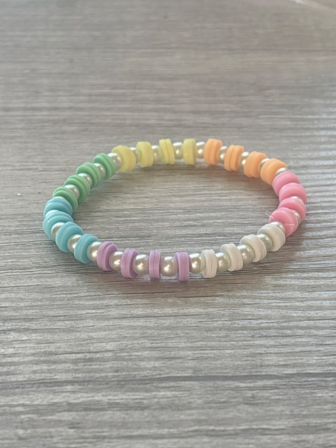 Pastel Rainbow Elastic Bracelet With Mini Pearl Accents - Etsy