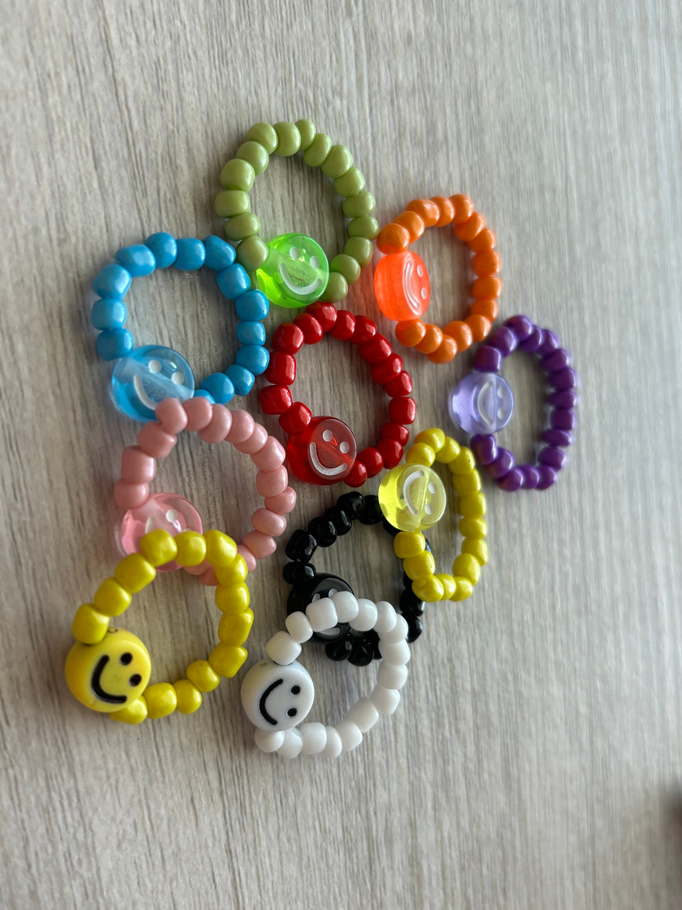 Various Stackable Seed Bead Smiley Face Rings - Etsy