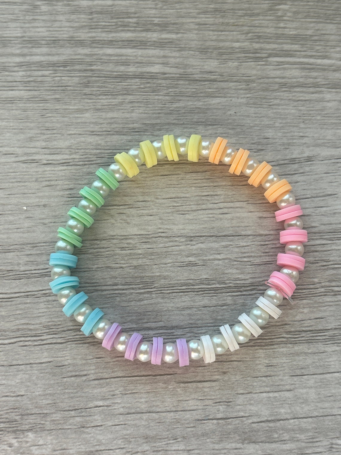 Pastel Rainbow Elastic Bracelet With Mini Pearl Accents - Etsy