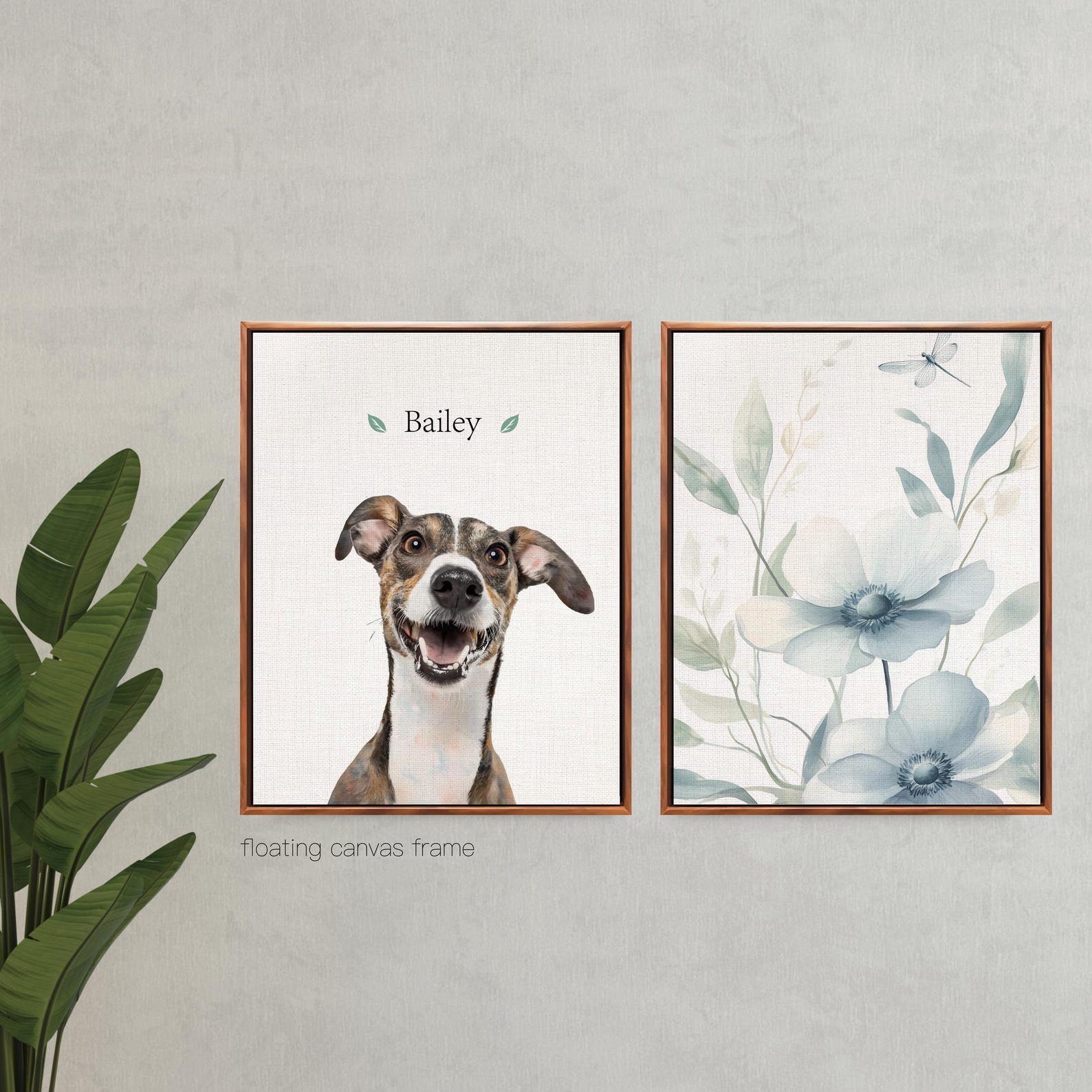 Custom Pet Artwork Set of Two - Pairing Pets With Flowers for Home ...