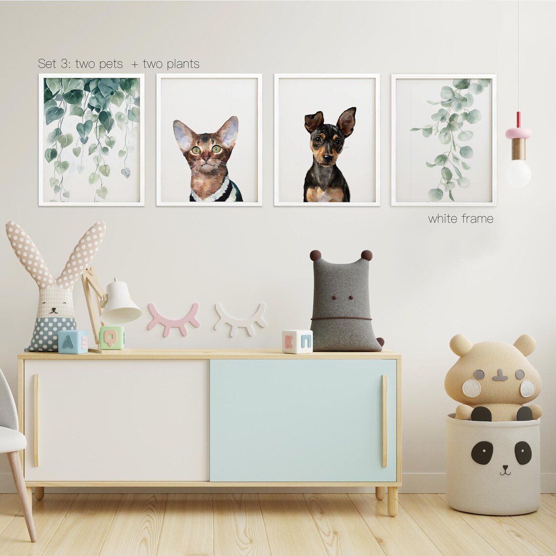Custom Pet Artwork Set of Two - Pairing Pets With Flowers for Home ...