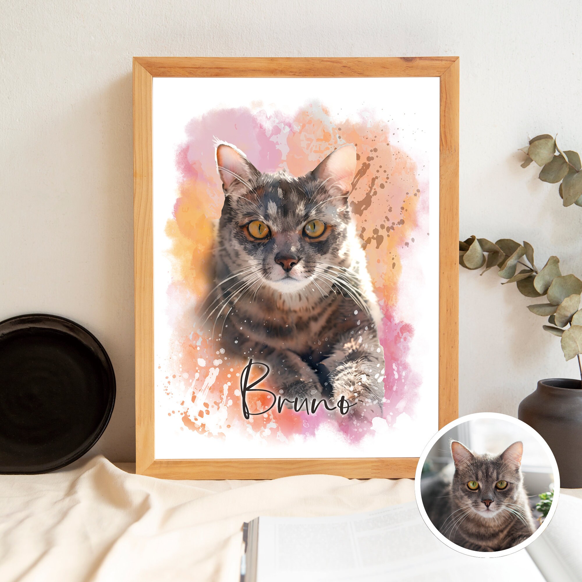 Custom Dog Portrait From Photo Digital Dog and Cat Portraits-dog Cat ...