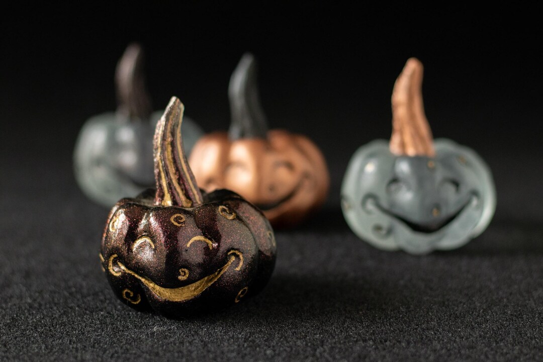 Smiling Pumpkins Molded From Hand-carved Wood Original - Etsy