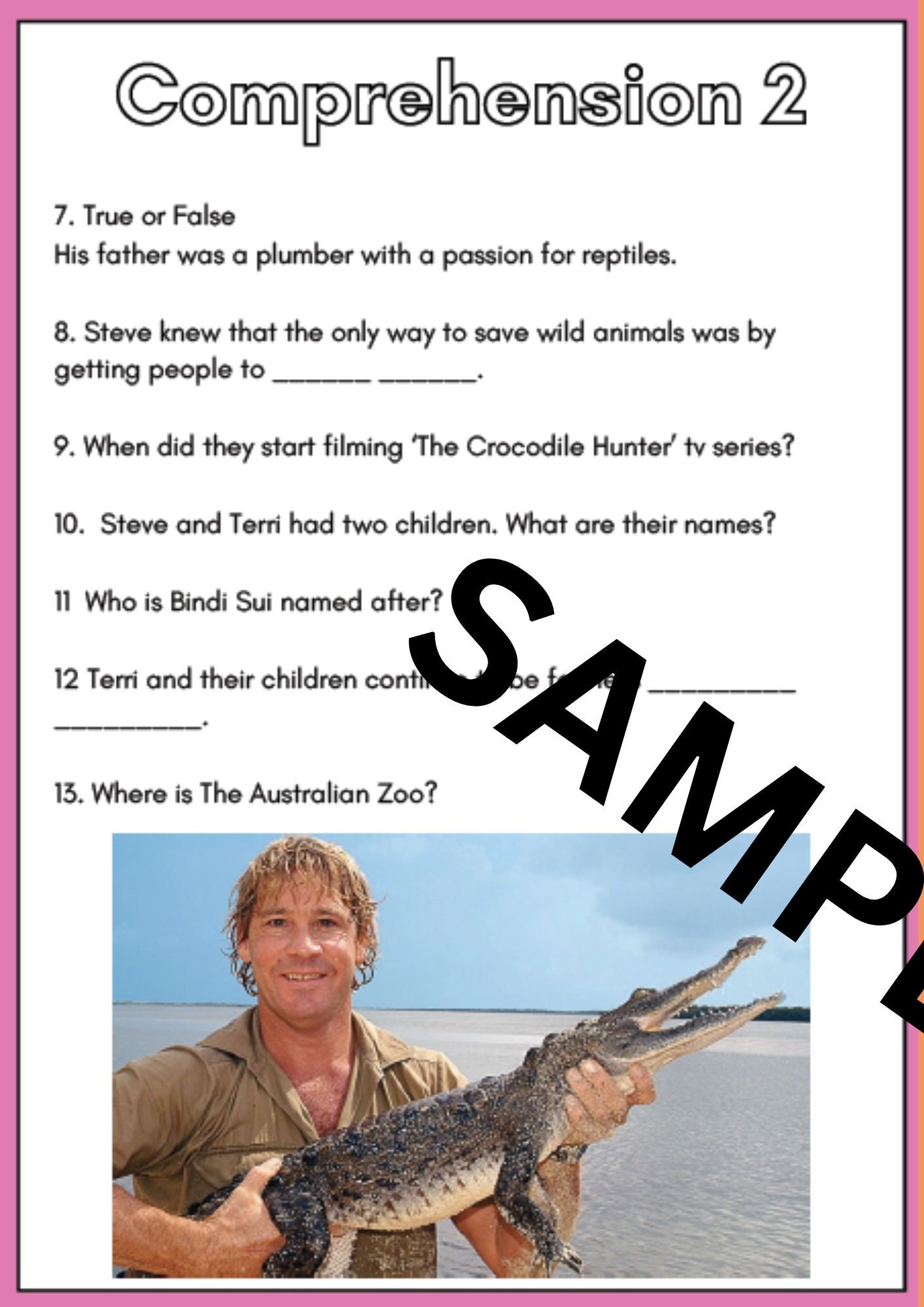 STEVE IRWIN Little People, Big Dreams Steve Irwin Book, Worksheets for ...