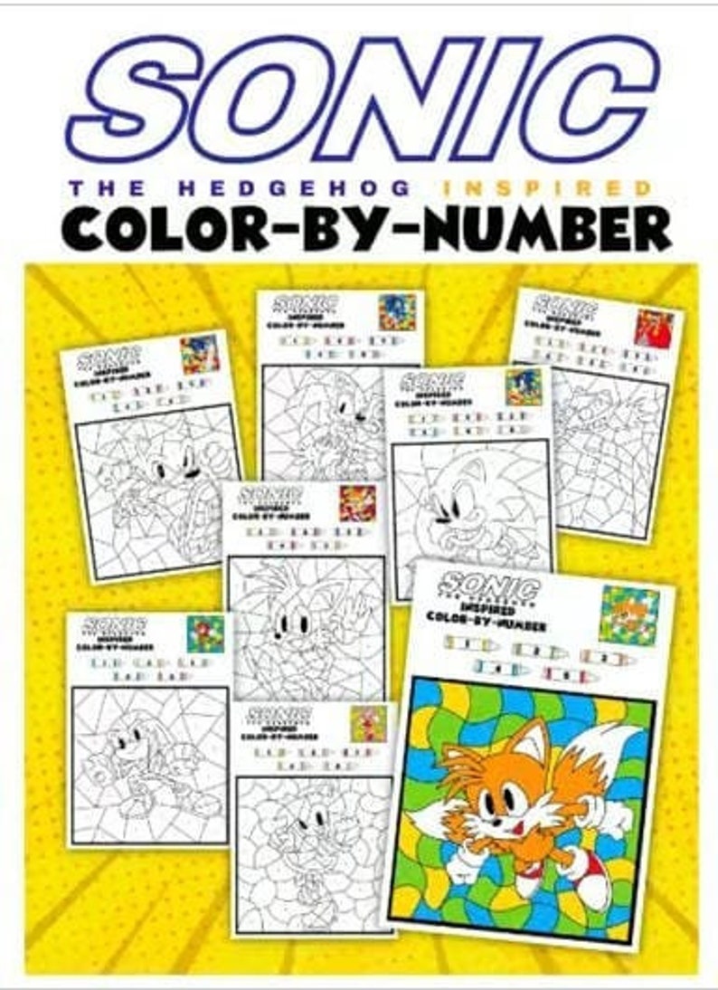 SONIC THE HEDGEHOG Color by Numbers. Motivational Maths - Etsy