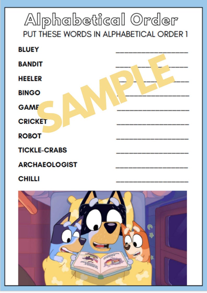 BLUEY CHARACTERS Bluey's FAMILY, Activity Worksheets, Comprehension, 56 ...
