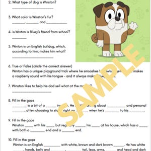 BLUEY CHARACTERS X9 Bluey's FRIENDS Worksheets, Comprehension, 64 Pages ...