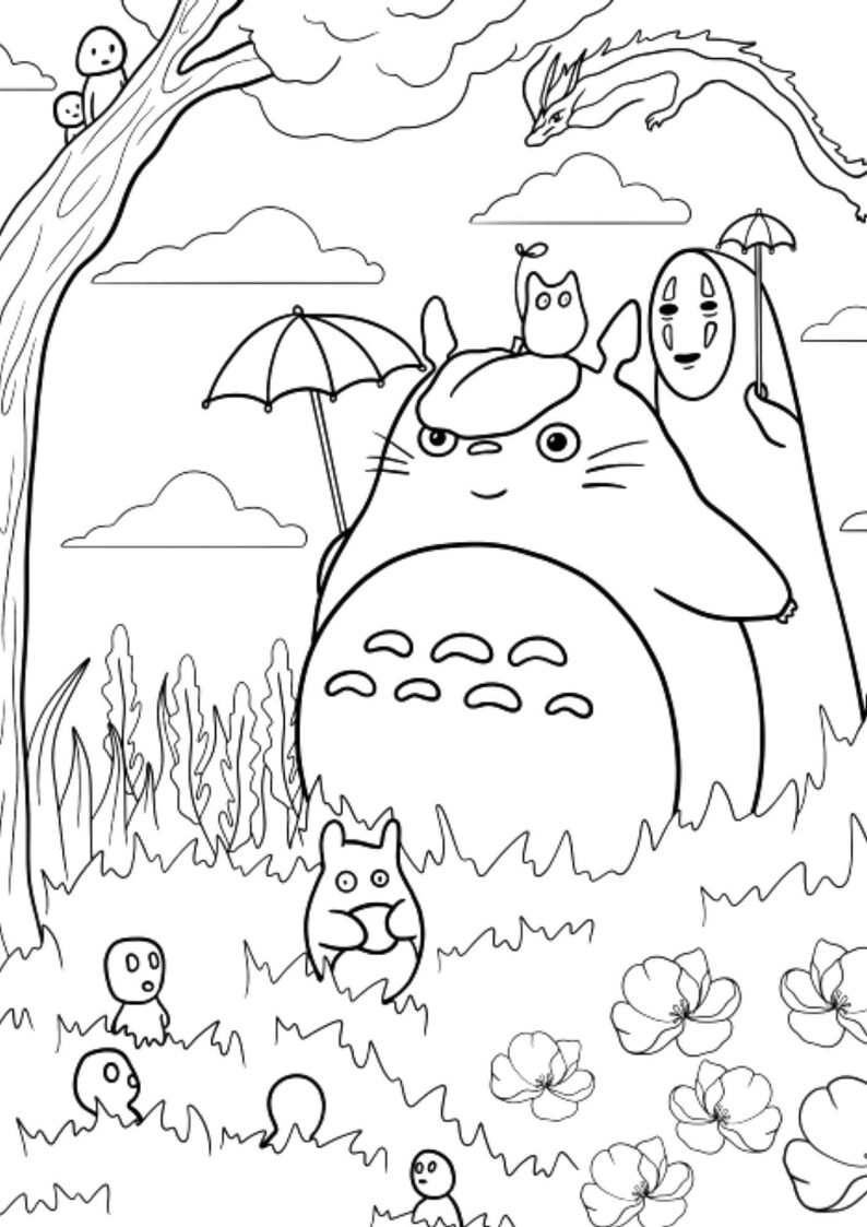 STUDIO GHIBLI japanese Anime Coloring Pages, 22 Pages - Etsy