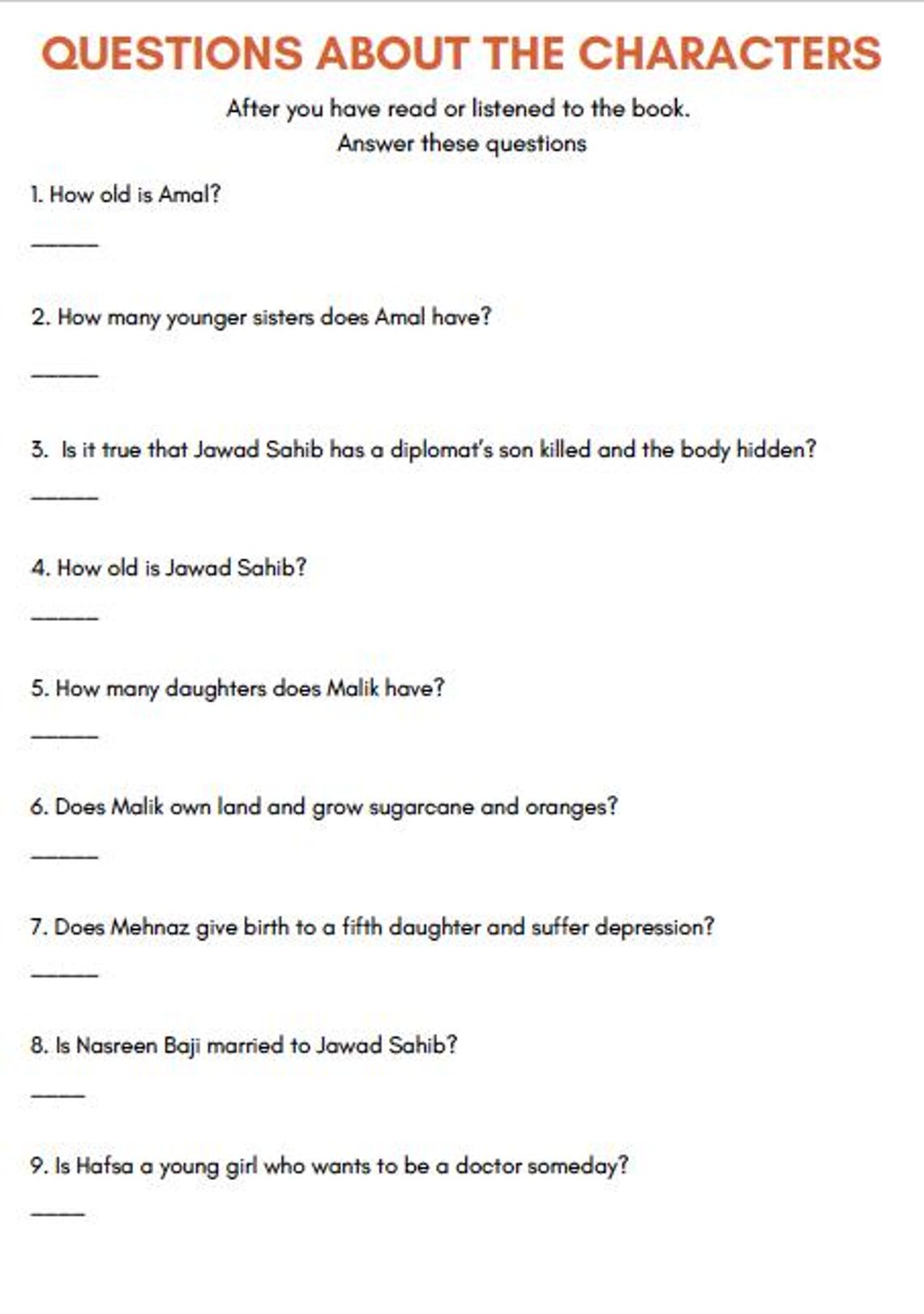 Amal Unbound aisha Saeed Reading Comprehension Worksheets - Etsy