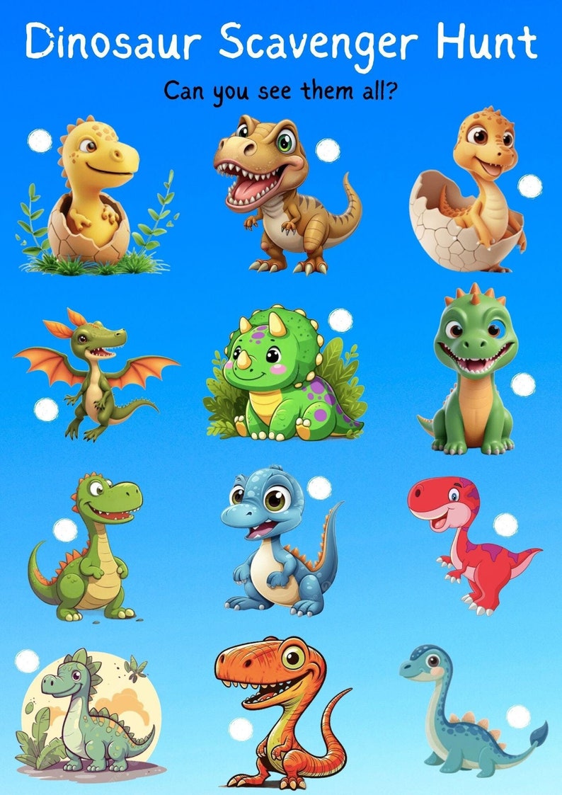 Dinosaur Treasure Hunt, Kids Birthday Party Games, Dinosaur Scavenger ...