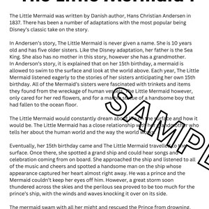 The Real Story of the Little Mermaid, Comprehension & Printable ...