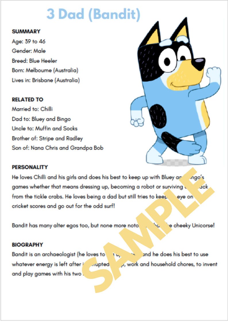BLUEY CHARACTERS Bluey's FAMILY, Activity Worksheets, Comprehension, 56 ...