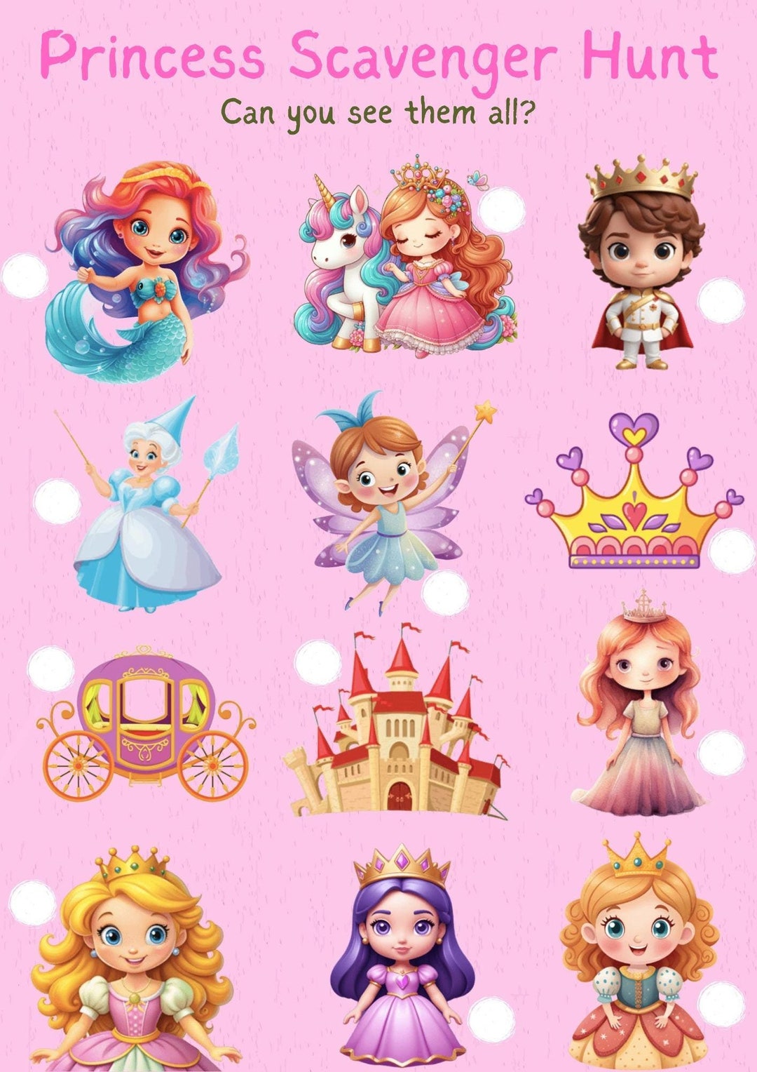 Princess Scavenger Hunt, Kids Birthday Party Game, Fairy Tale Scavenger ...