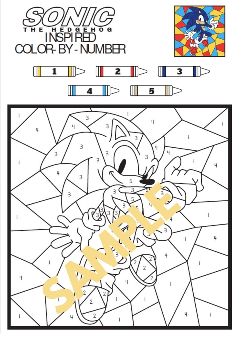 SONIC THE HEDGEHOG Color by Numbers. Motivational Maths - Etsy