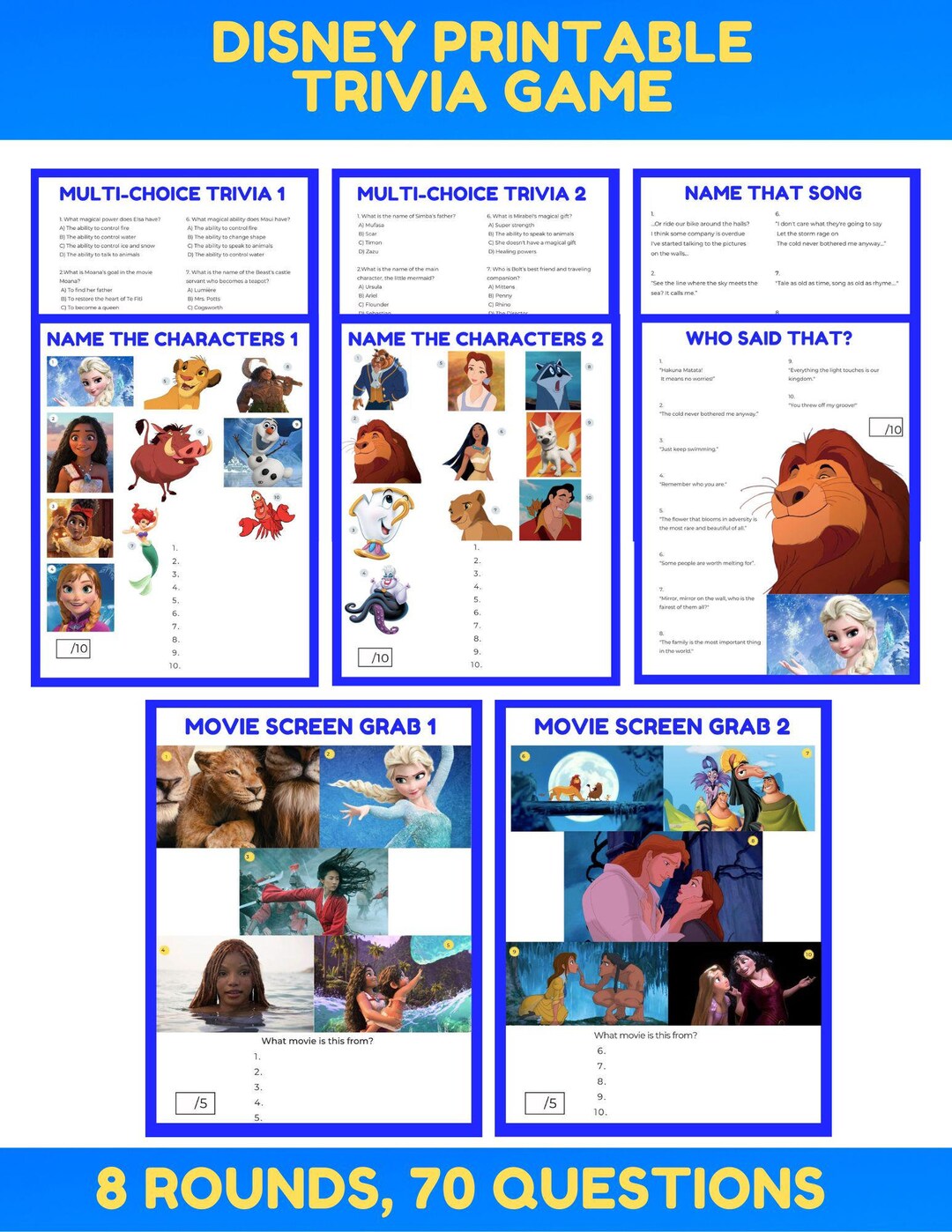 DISNEY PRINTABLE TRIVIA Game, Looking for the Perfect Game for Family ...
