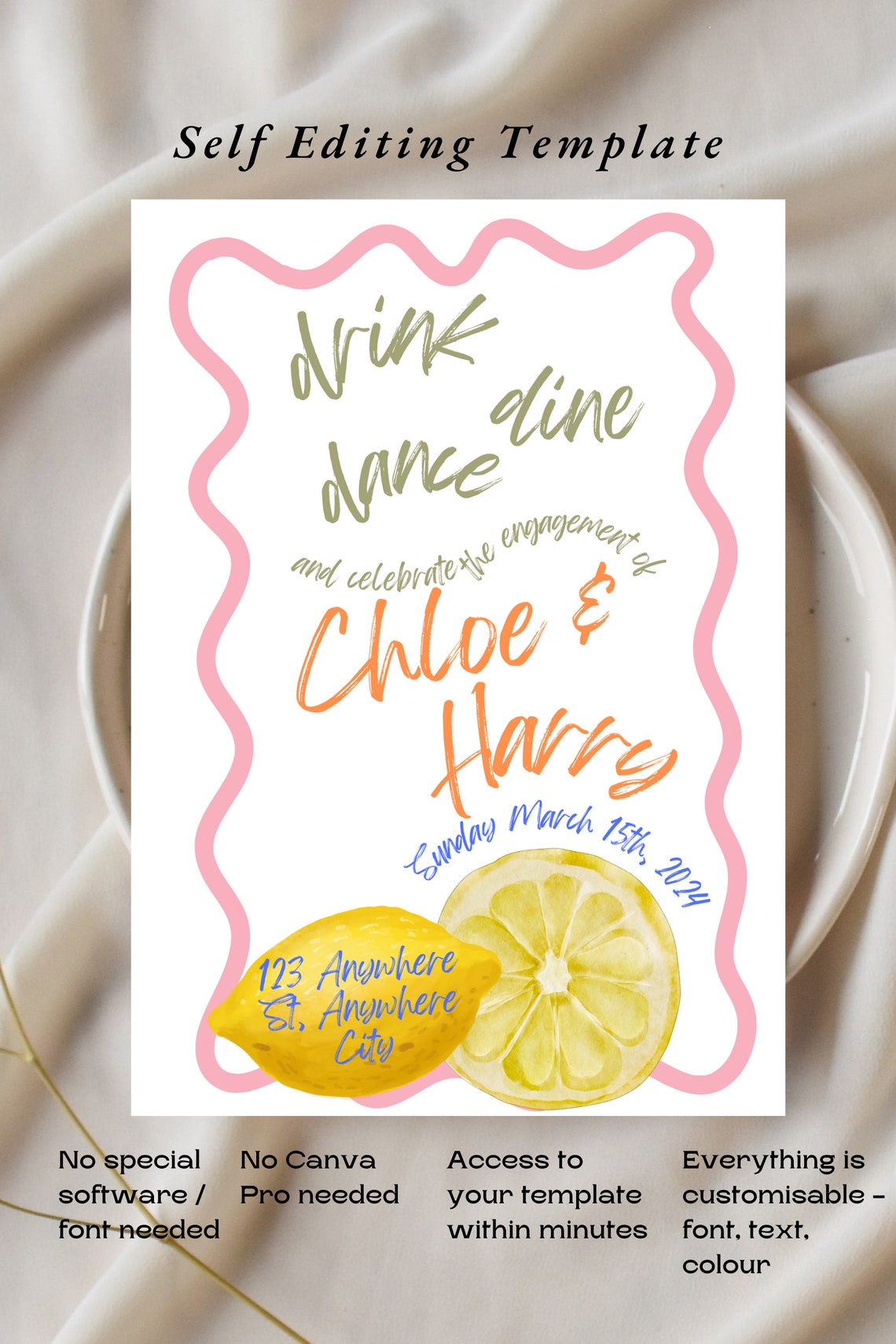 Lemon Citrus-themed Italian Wedding Engagement Party Invitation ...