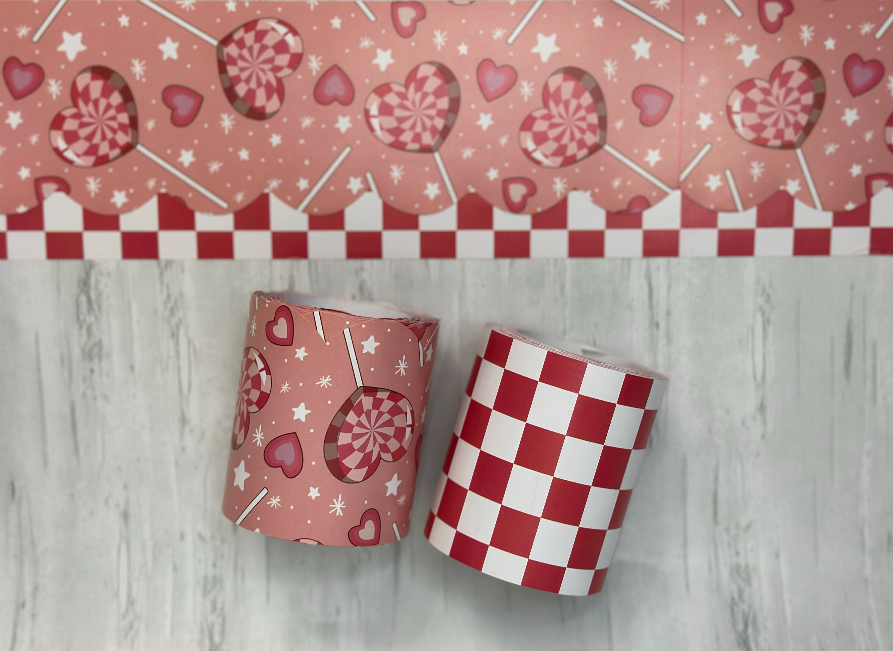 Bundle Valentine's Day Scallop Border & Retro Checkered Bulletin Board ...