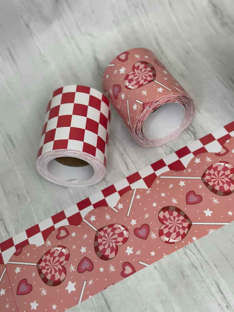 Bundle Valentine's Day Scallop Border & Retro Checkered Bulletin Board ...