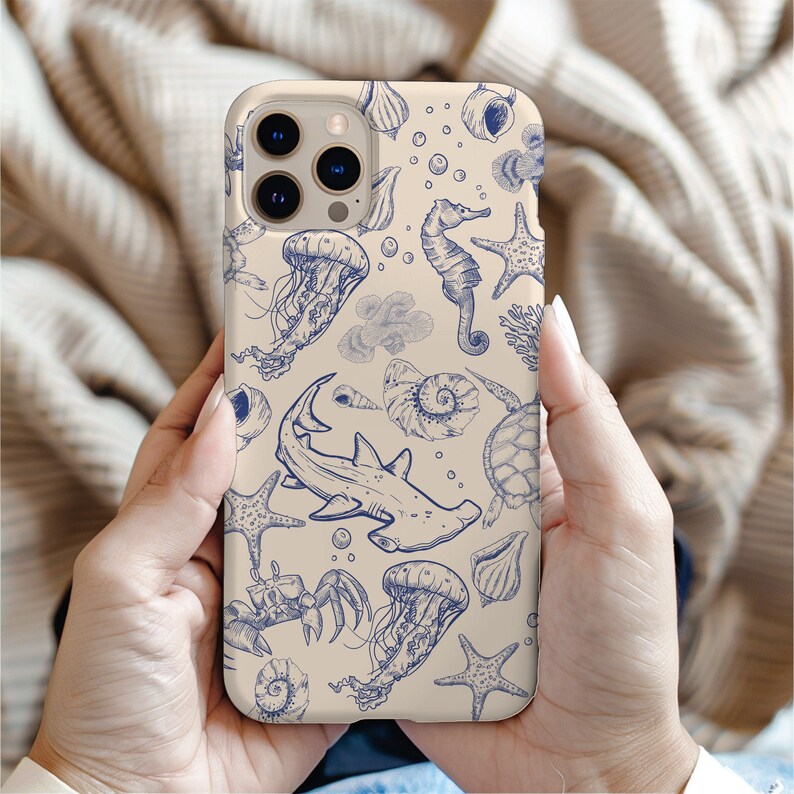 Coastal Phone Case Sea Animal Pattern Marine Life Phone Case Beach ...