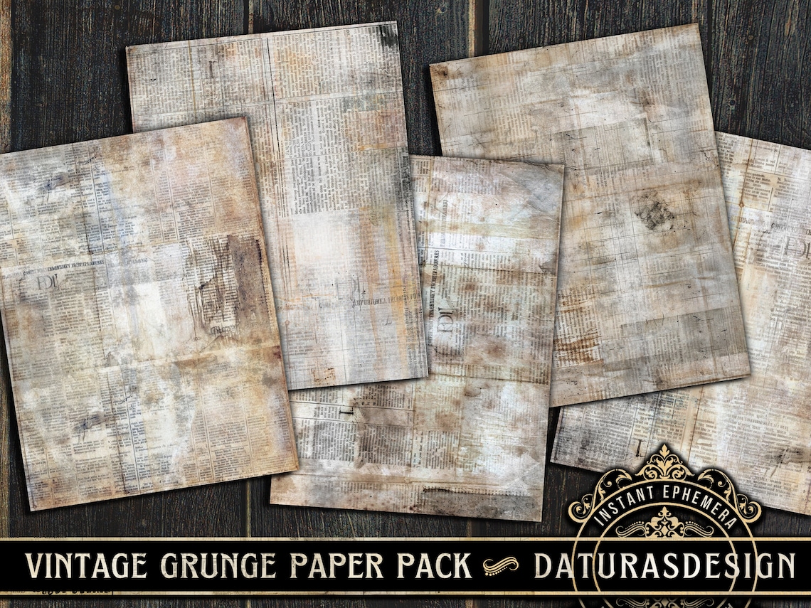 Vintage Grunge Printable Papers: Digital Papers Pack, Digital Ephemera ...