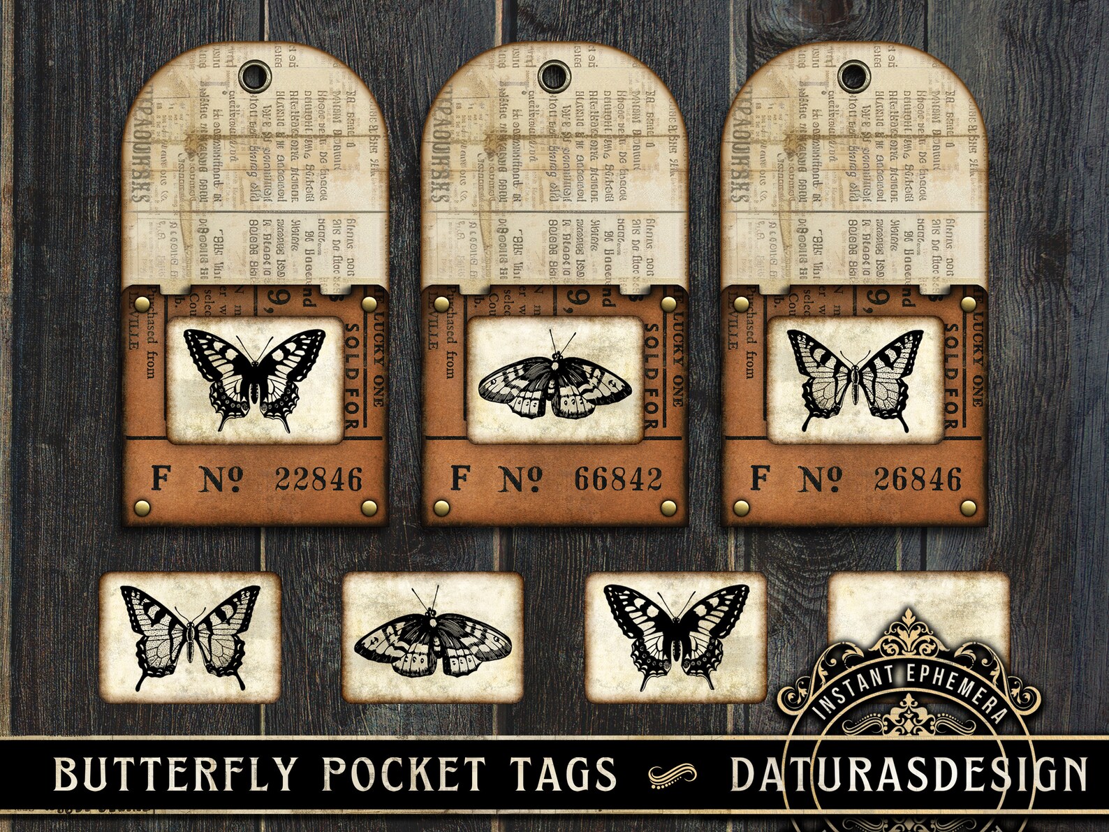 Butterfly Specimen Pocket Tags: Junk Journal Ephemera (digital Download ...