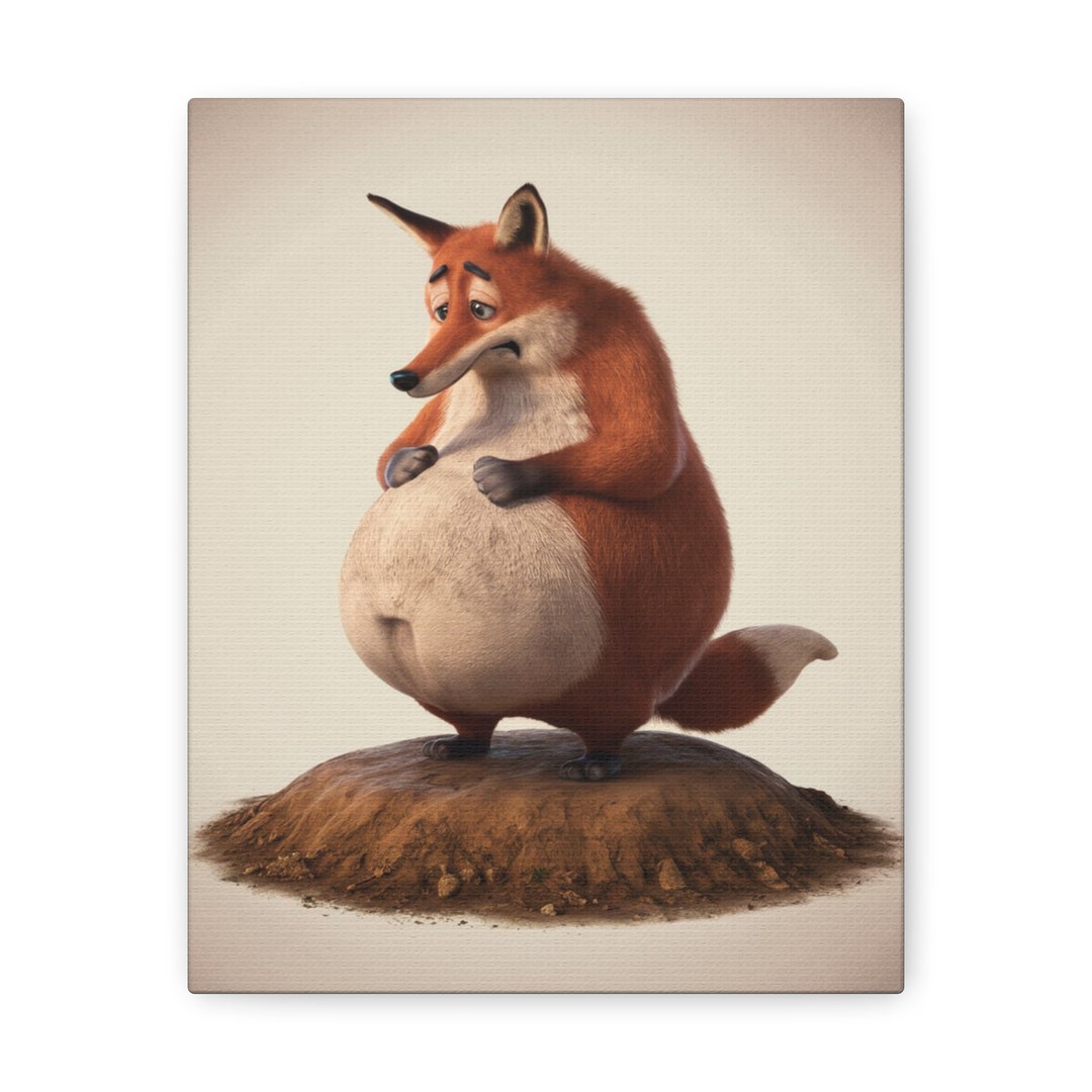 Funny Endearing Fat Fox Canvas Print, Canvas Wall Art, Photo Canvas ...