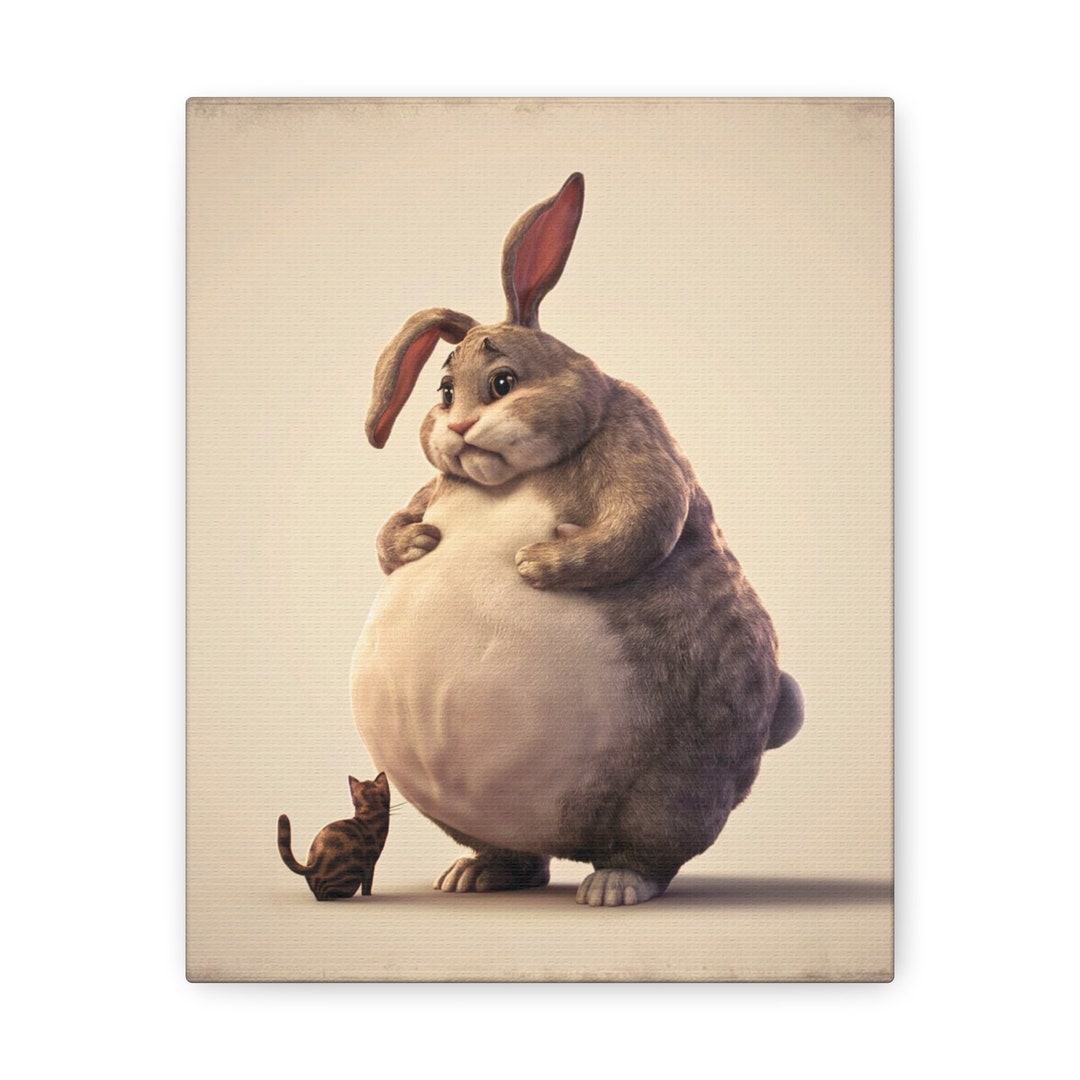 Funny Endearing Fat Bunny Rabbit Canvas Print, Canvas Wall Art, Photo ...
