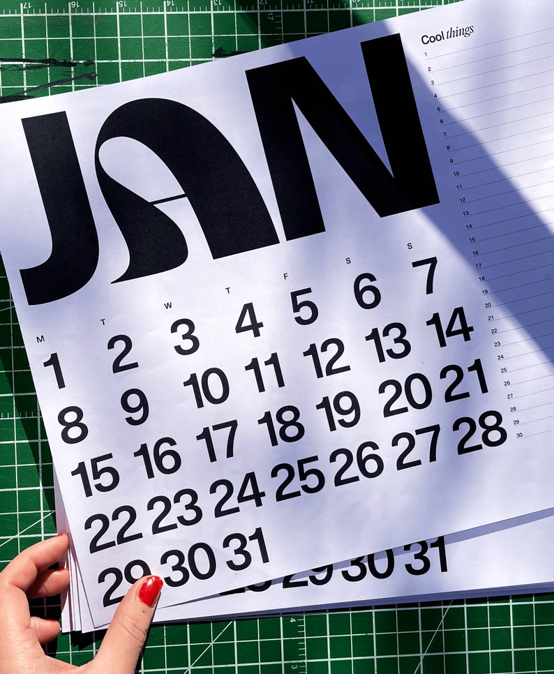 The Cool Things Calendar - Etsy