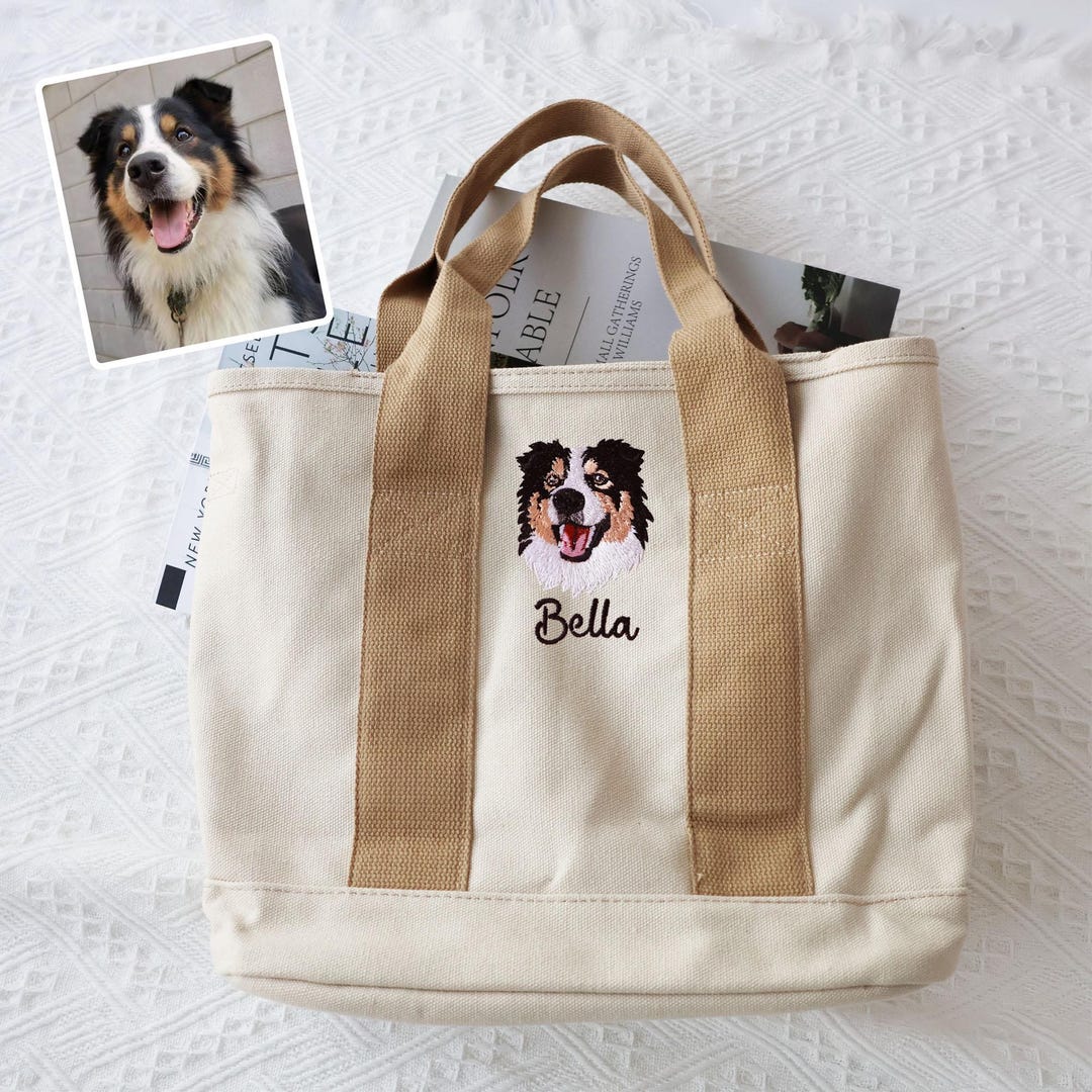 Custom Pet Face Embroidered Tote Bag,dog Custom Pet Handbag,pet ...