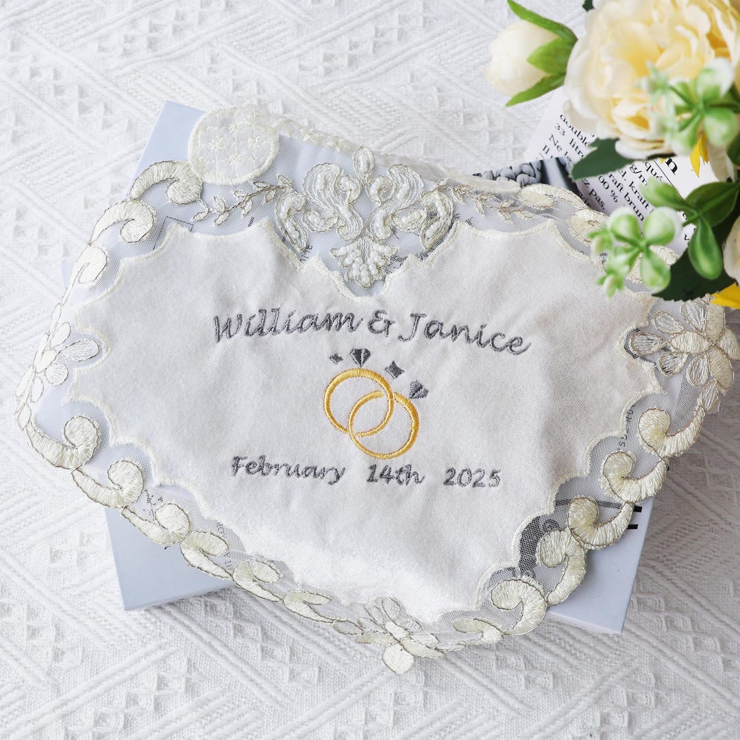 Personalized Embroidered Wedding Handkerchief: Custom Keepsake Gift - Etsy
