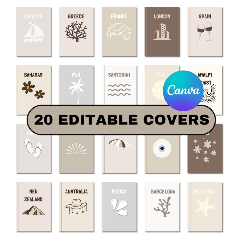 Editable Neutral Photo Book Covers on Canva. - Etsy