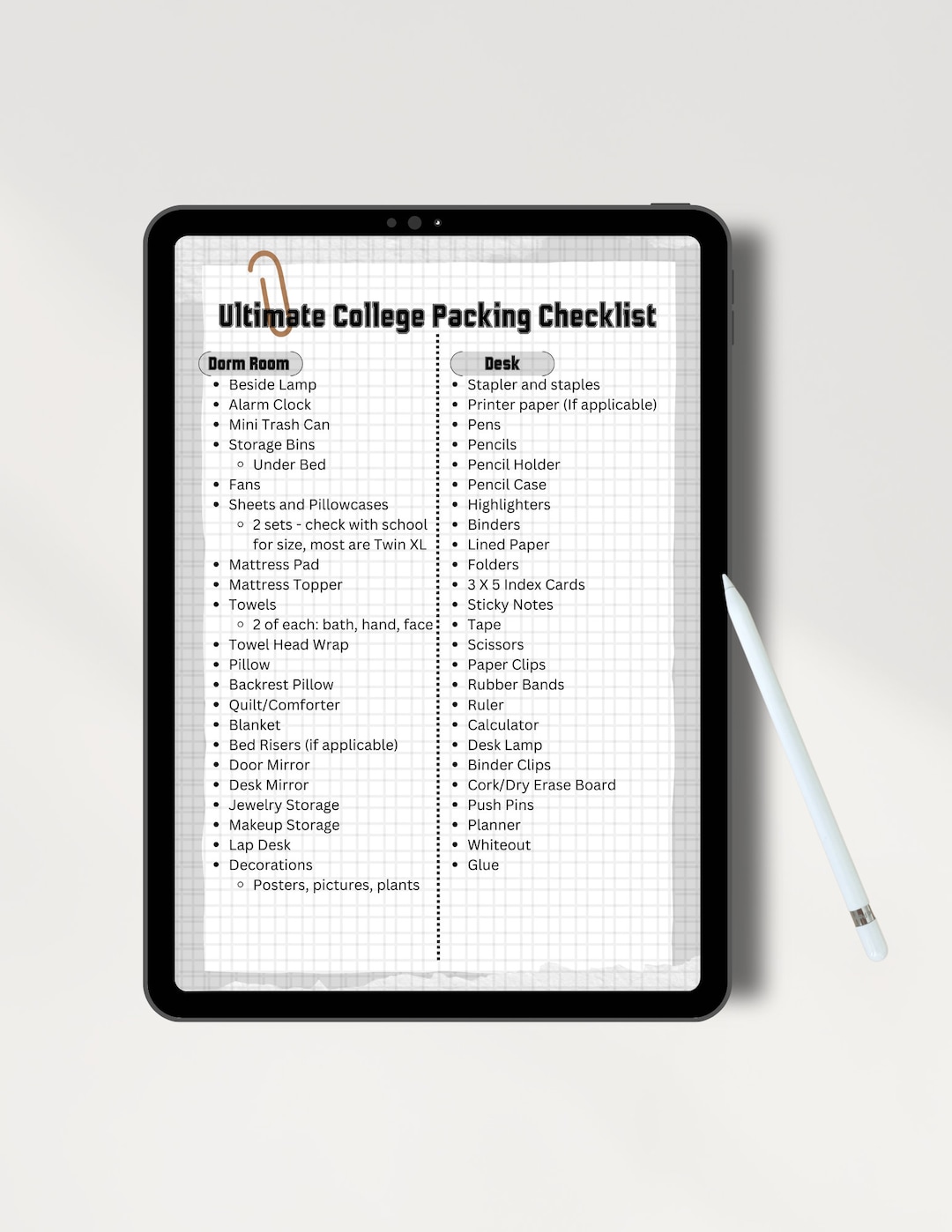 Ultimate College Packing Checklist Digital or Print - Etsy