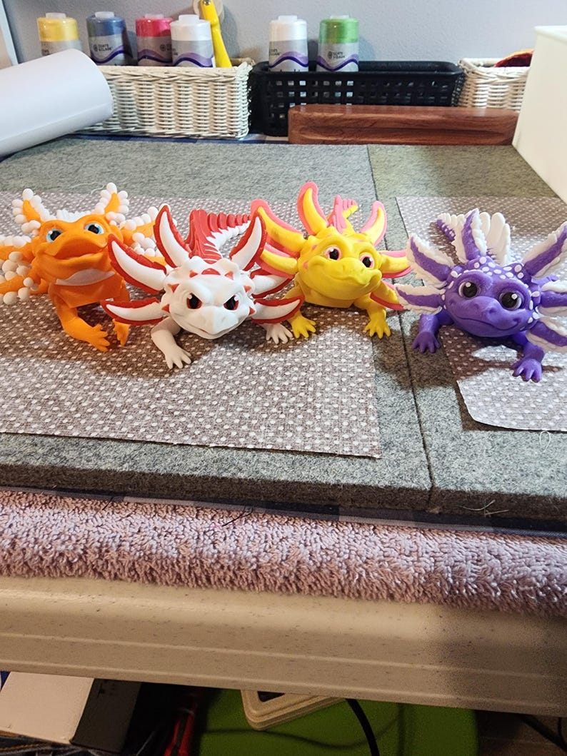 Large Cute Articulated Axolotl - 3d Printed Flexible Sensory Toy! - Etsy