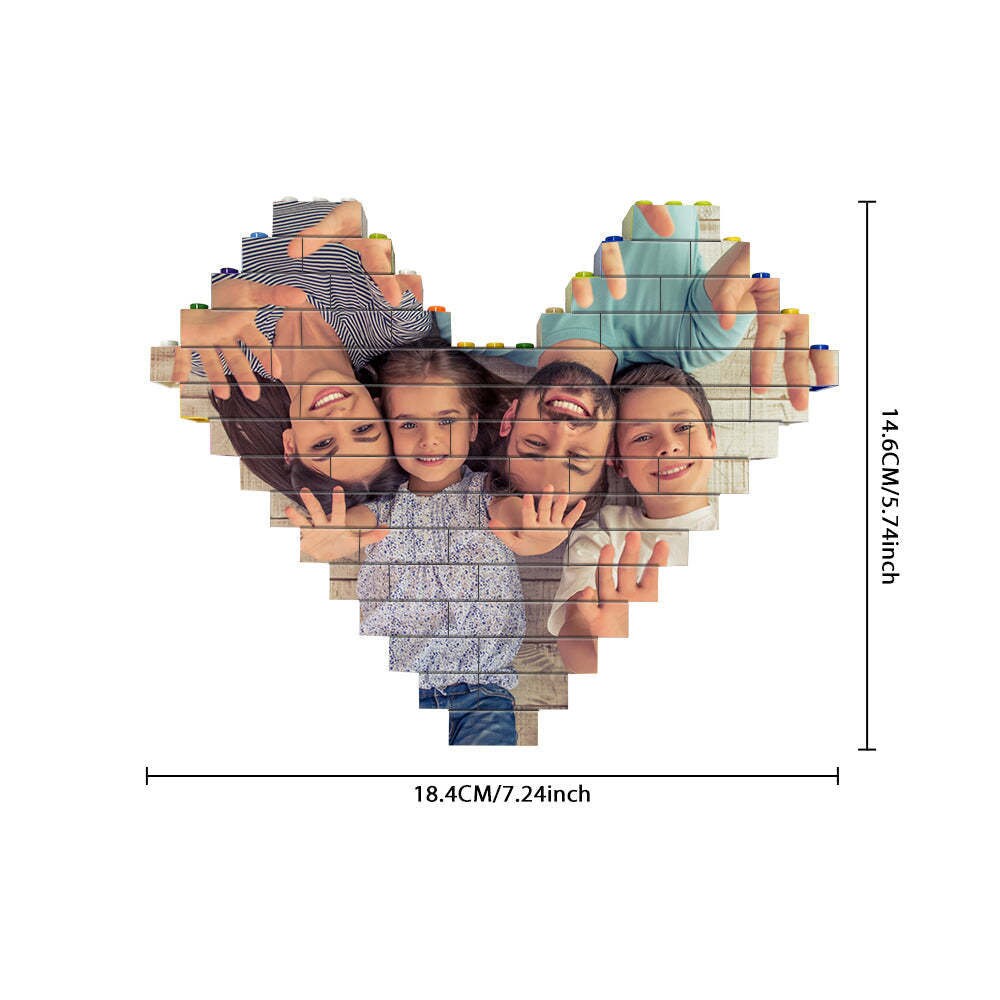 Personalised Heart Shaped Building Brick Custom Photo Block Colors ...