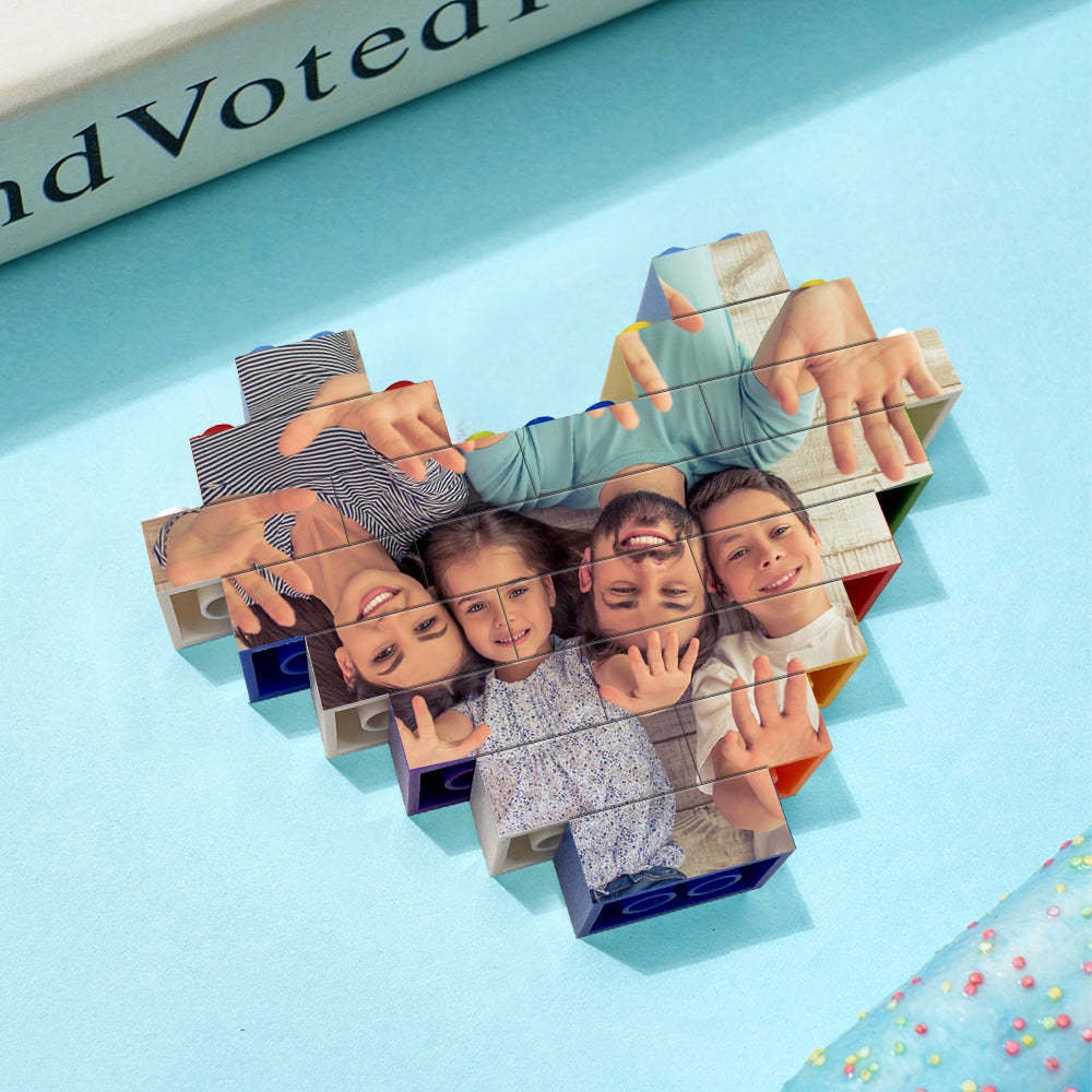 Personalised Heart Shaped Building Brick Custom Photo Block Colors ...