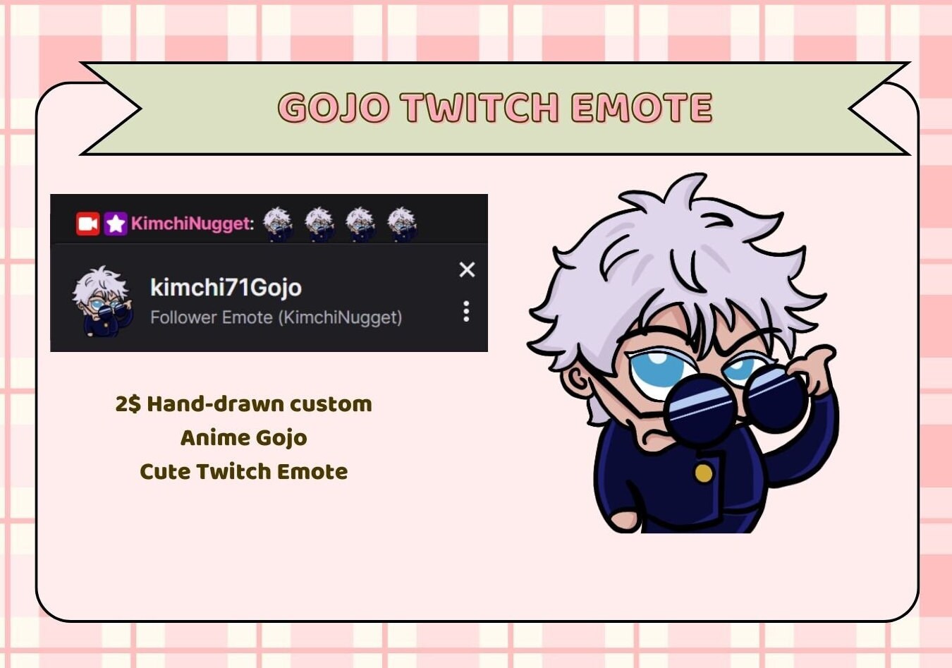 Gojo Anime Custom Twitch Emote - Etsy