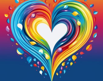 Rainbow Colored Love Heart - Etsy