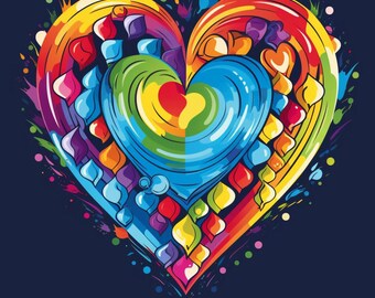 Rainbow Colored Love Heart - Etsy