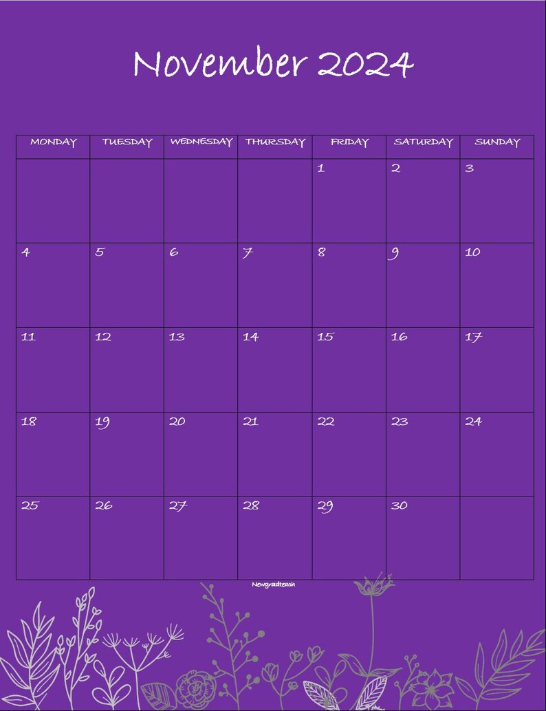 Calendar 2024 Planner Purple Nov-dec - Etsy