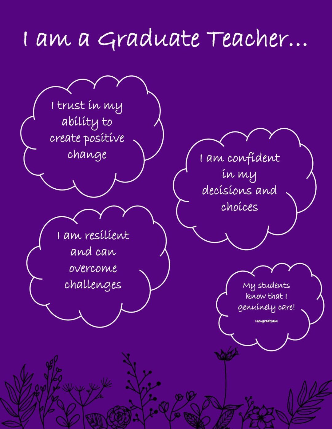 Positive Affirmations for Graduate Teachers Purple - Etsy